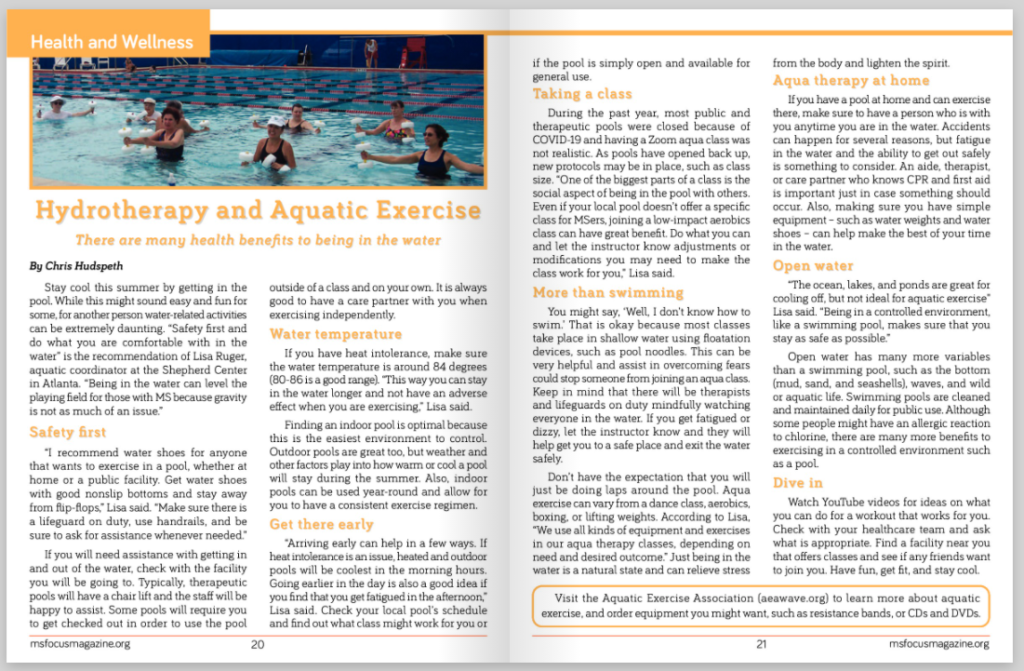Hydrotherapy - Pool Class for MS